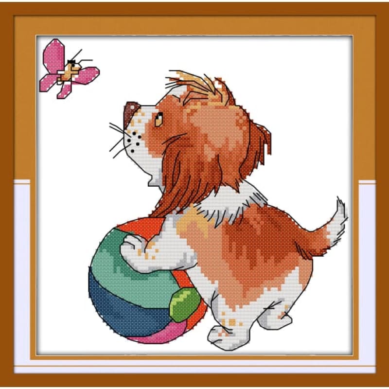 A dog playing ball – Needlework Kits - UK