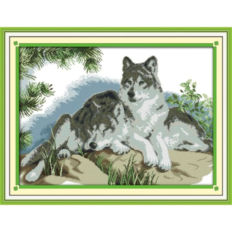 A wolves couple – Needlework Kits - UK