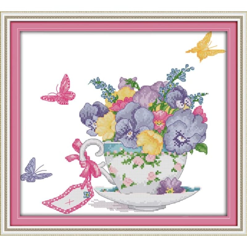 Butterfly orchid in the cup – Needlework Kits - UK