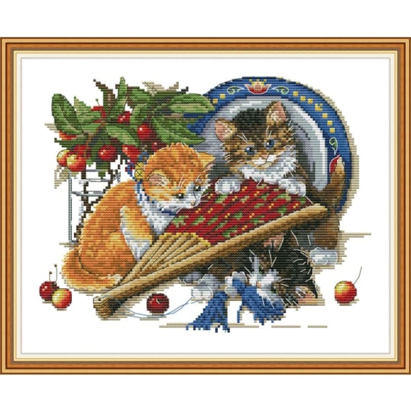 Cat and fan – Needlework Kits - UK