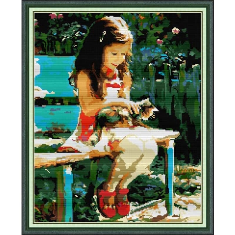 Buy Girl and Cat Cross Stitch Kits | Needlework Australia – Needlework ...