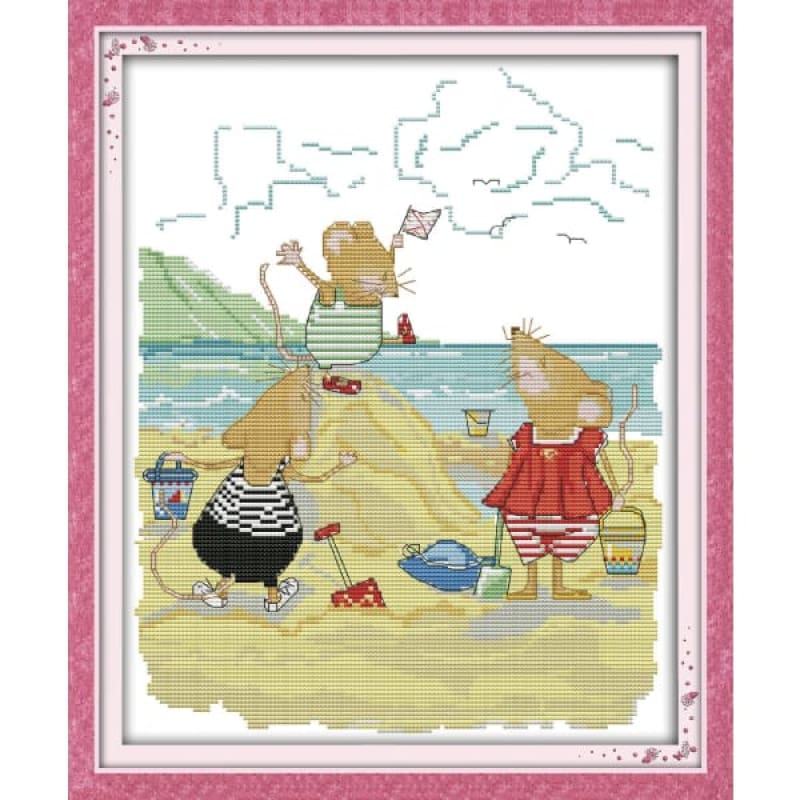 Mice on the beach – Needlework Kits - UK