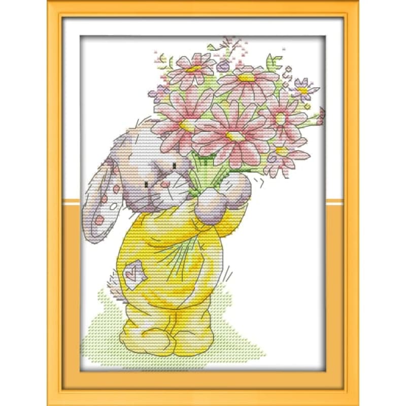 Rabbit present a bouquet (2) – Needlework Kits - UK