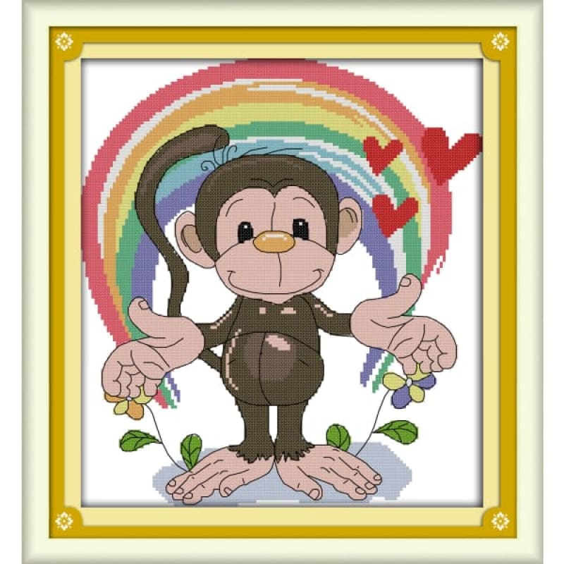 Rainbow monkey – Needlework Kits - UK