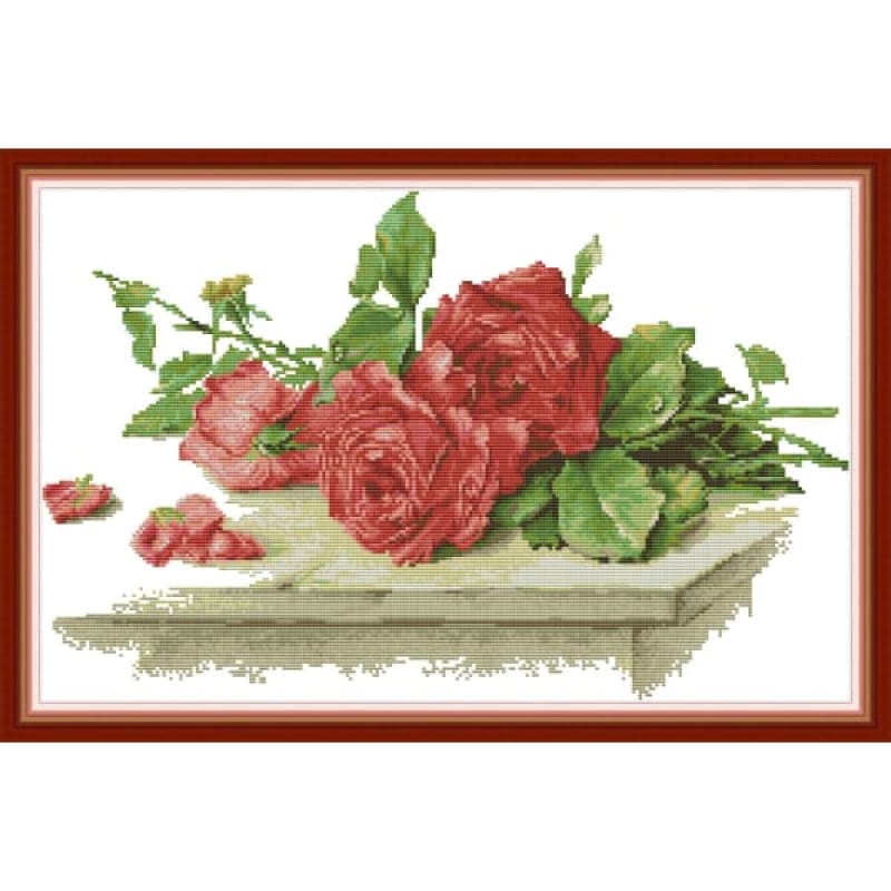 Red roses on the table – Needlework Kits - UK