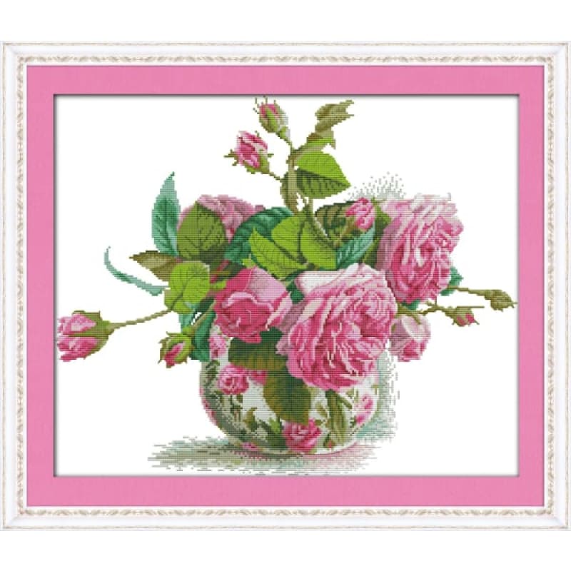 Romantic pink rose – Needlework Kits - UK