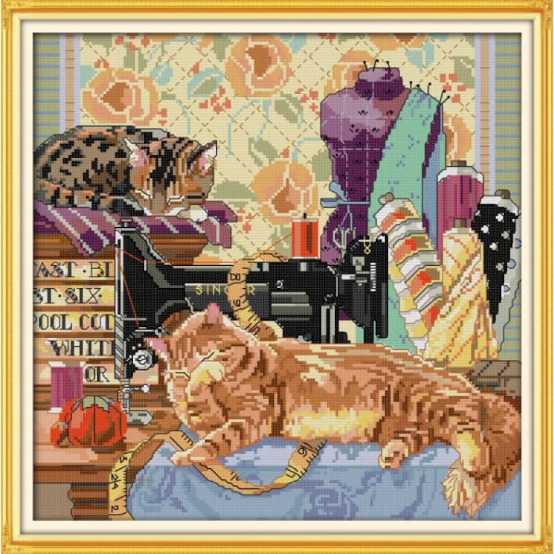 Order Cat and Sewing Machine Cross Stitch Kits | Needlework Australia ...