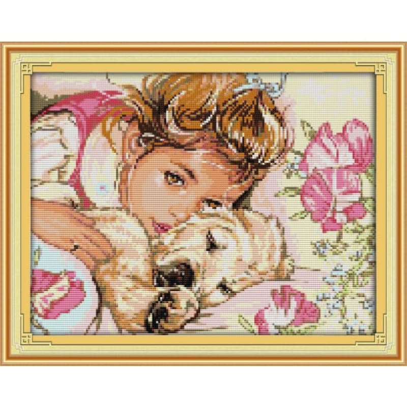 The girl and dag – Needlework Kits - UK