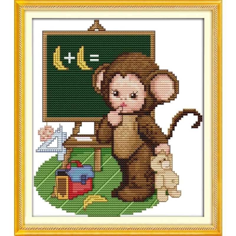 The little monkey learning maths – Needlework Kits - UK