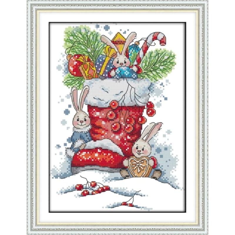 The rabbit in the Christmas boots – Needlework Kits - UK